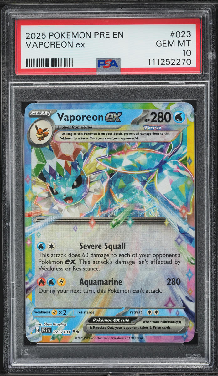 2025 Pokemon SV Prismatic Evolutions Holo Vaporeon ex #23 PSA 10 GEM MINT on Fanatics Collect