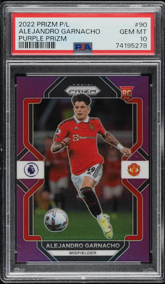 2022 Panini Prizm Premier League Purple Alejandro Garnacho ROOKIE /49 ...