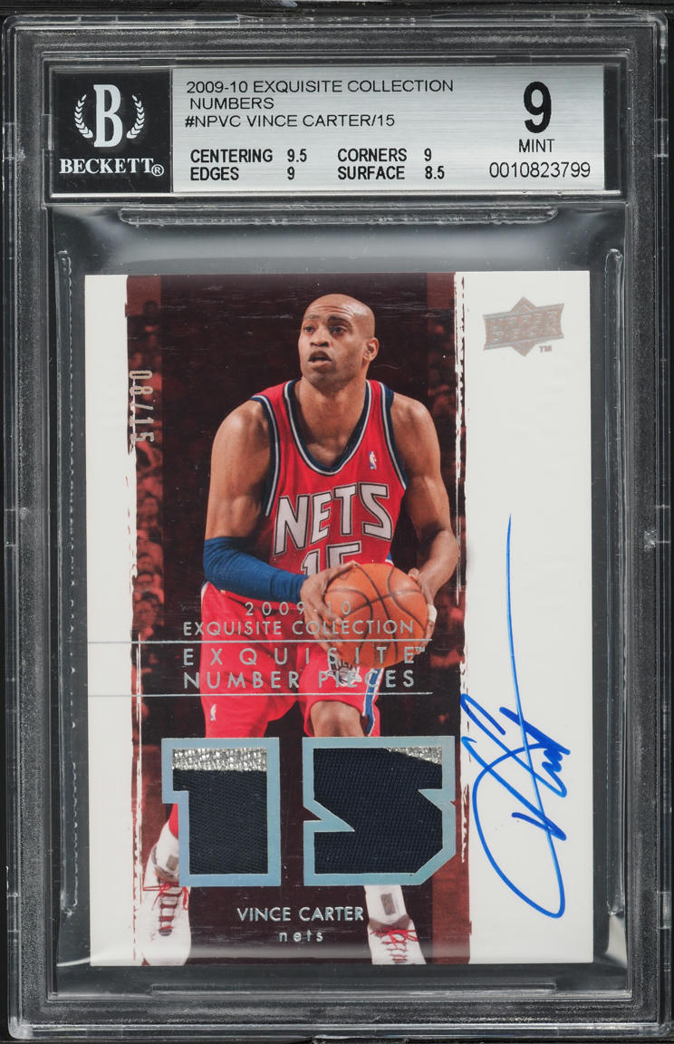 2009 Exquisite Collection Numbers Vince Carter PATCH AUTO /15 #NPVC BGS ...