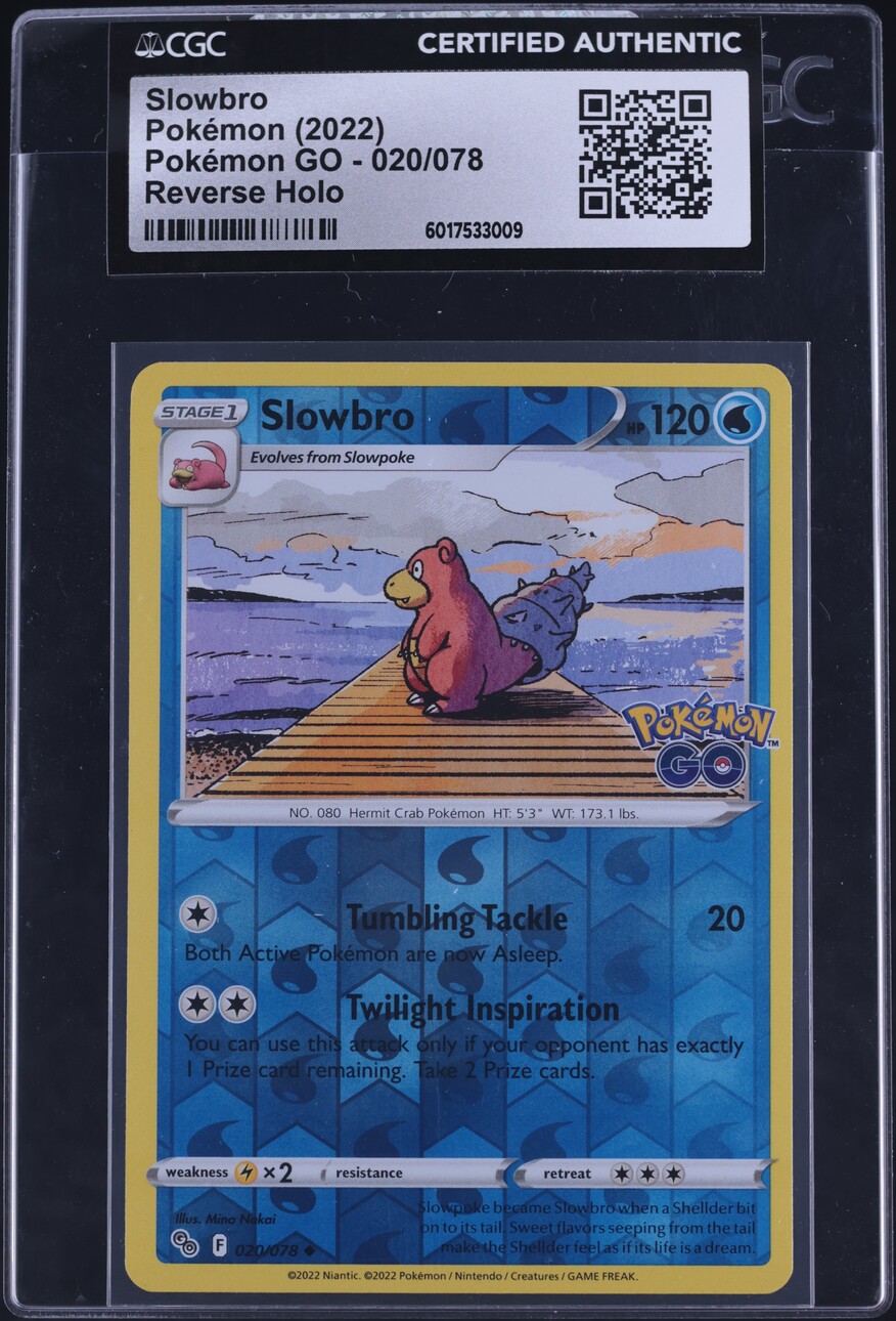 2022 Pokemon SWSH Pokemon GO Reverse Holo Slowbro #020 CGC AUTH on ...