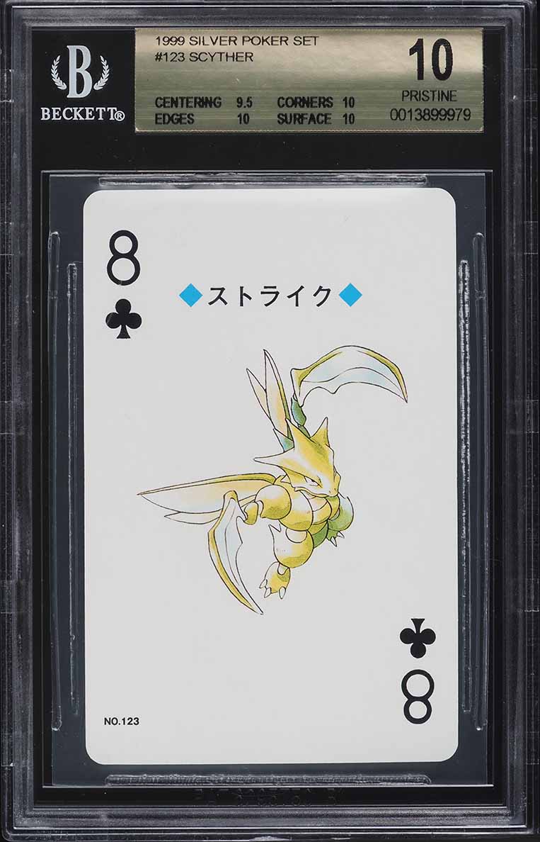 1999 Pokemon Japanese Silver Poker Set Nintendo Playing Card Scyther ...