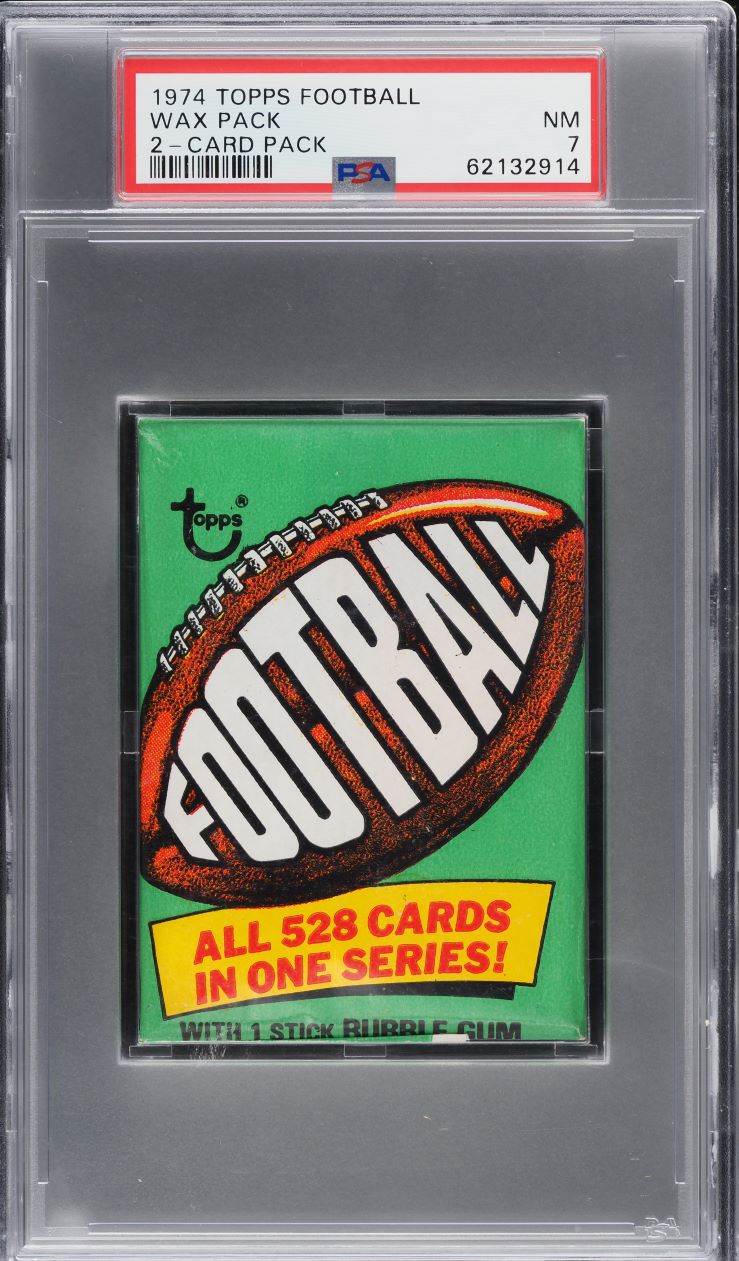 1974 Topps Football Wax Pack 2 Card Pack PSA 7 NRMT on Fanatics Collect