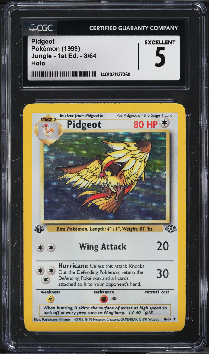 1999 Pokemon Jungle 1st Edition Holo Pidgeot #8 CGC 5 EX on Fanatics ...