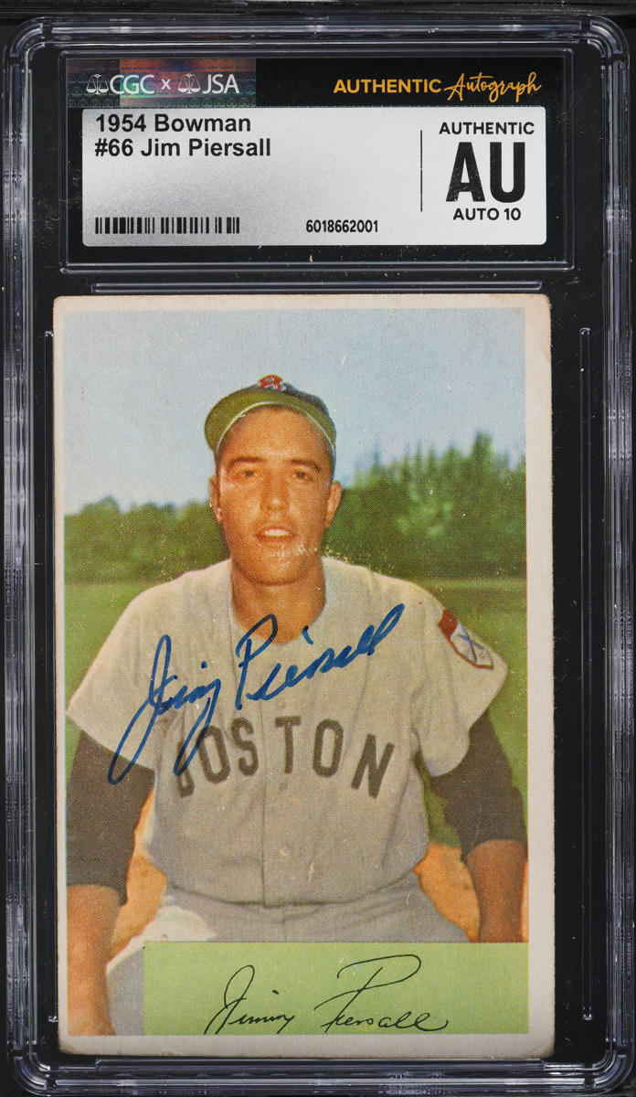 1954 Bowman Jim Piersall AUTO #66 JSA CGC AUTH on Fanatics Collect