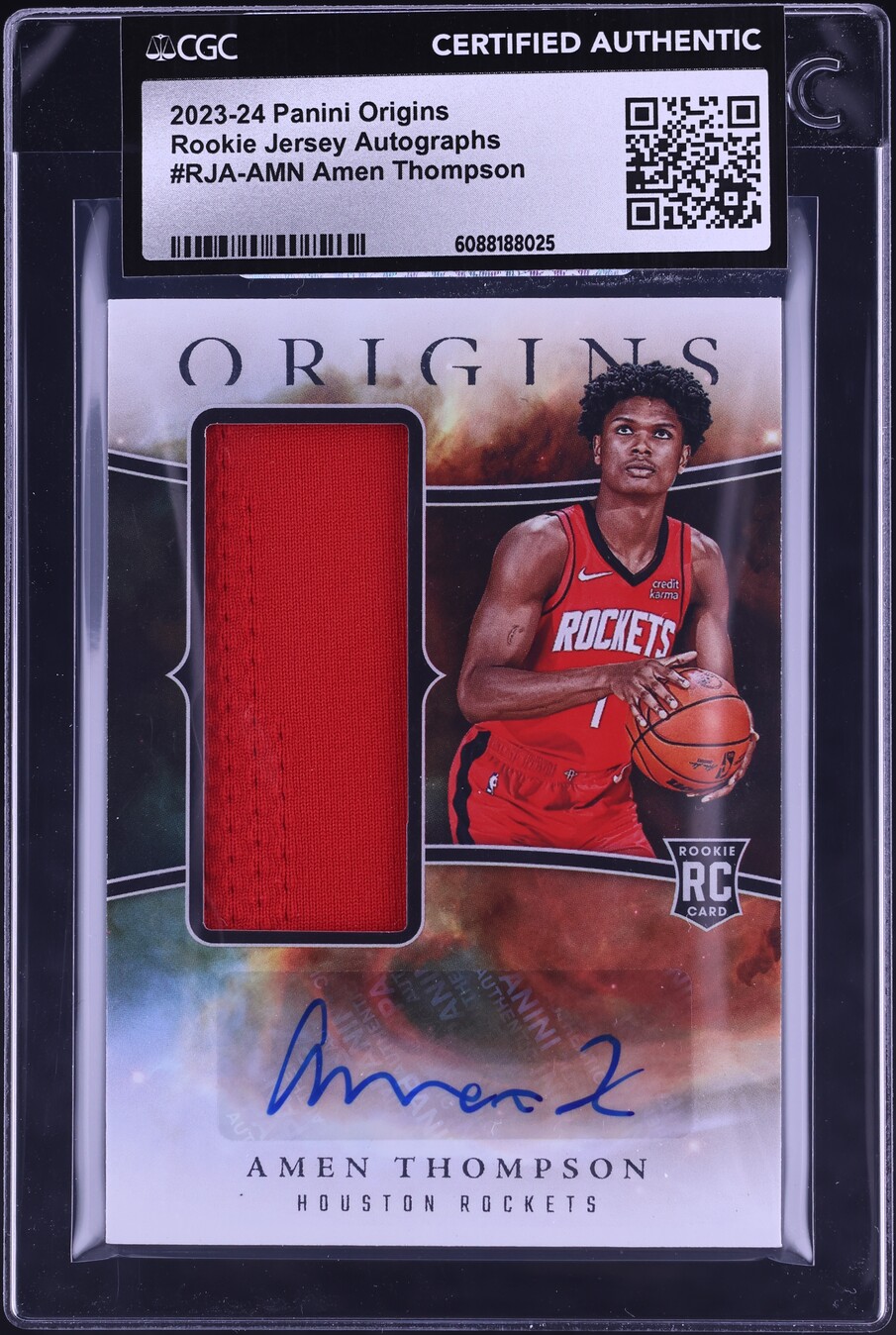 2023 Panini Origins Amen Thompson ROOKIE PATCH AUTO #RJA-AMN CGC AUTH ...