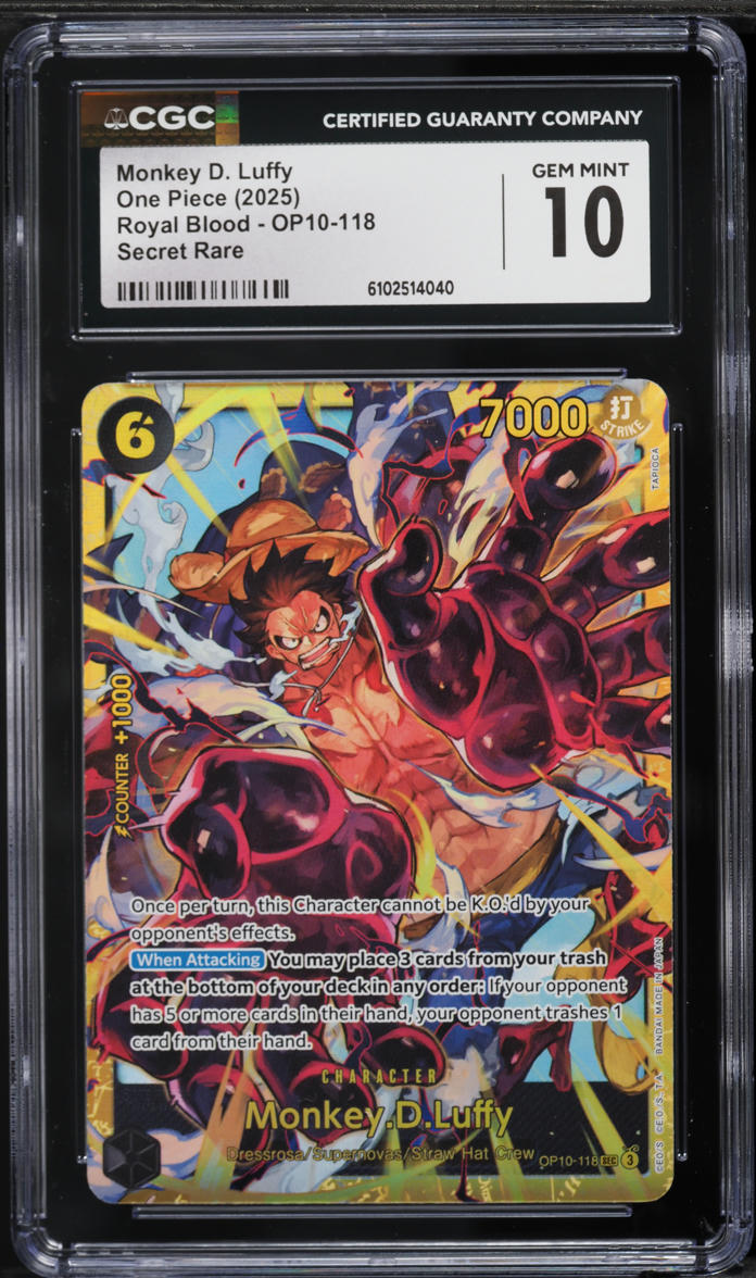 2025 One Piece Royal Blood SEC Monkey D. Luffy #OP10-118 CGC 10 GEM ...