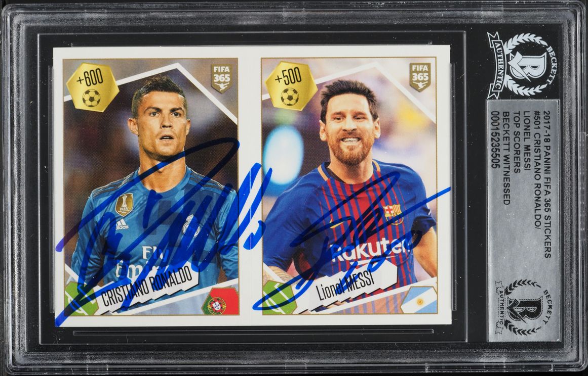 2017 Panini FIFA 365 Stickers Cristiano Ronaldo Lionel Messi AUTO BAS ...