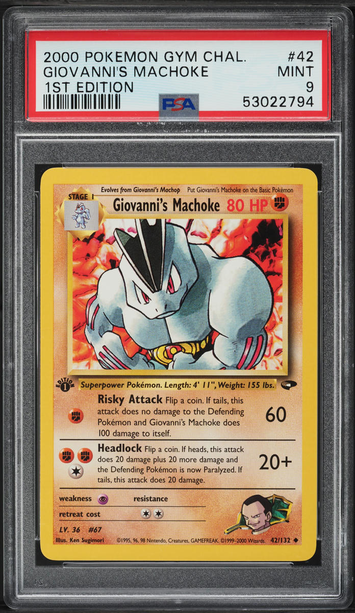2000 Pokemon Gym Challenge 1st Edition Giovanni's Machoke #42 PSA 9 ...