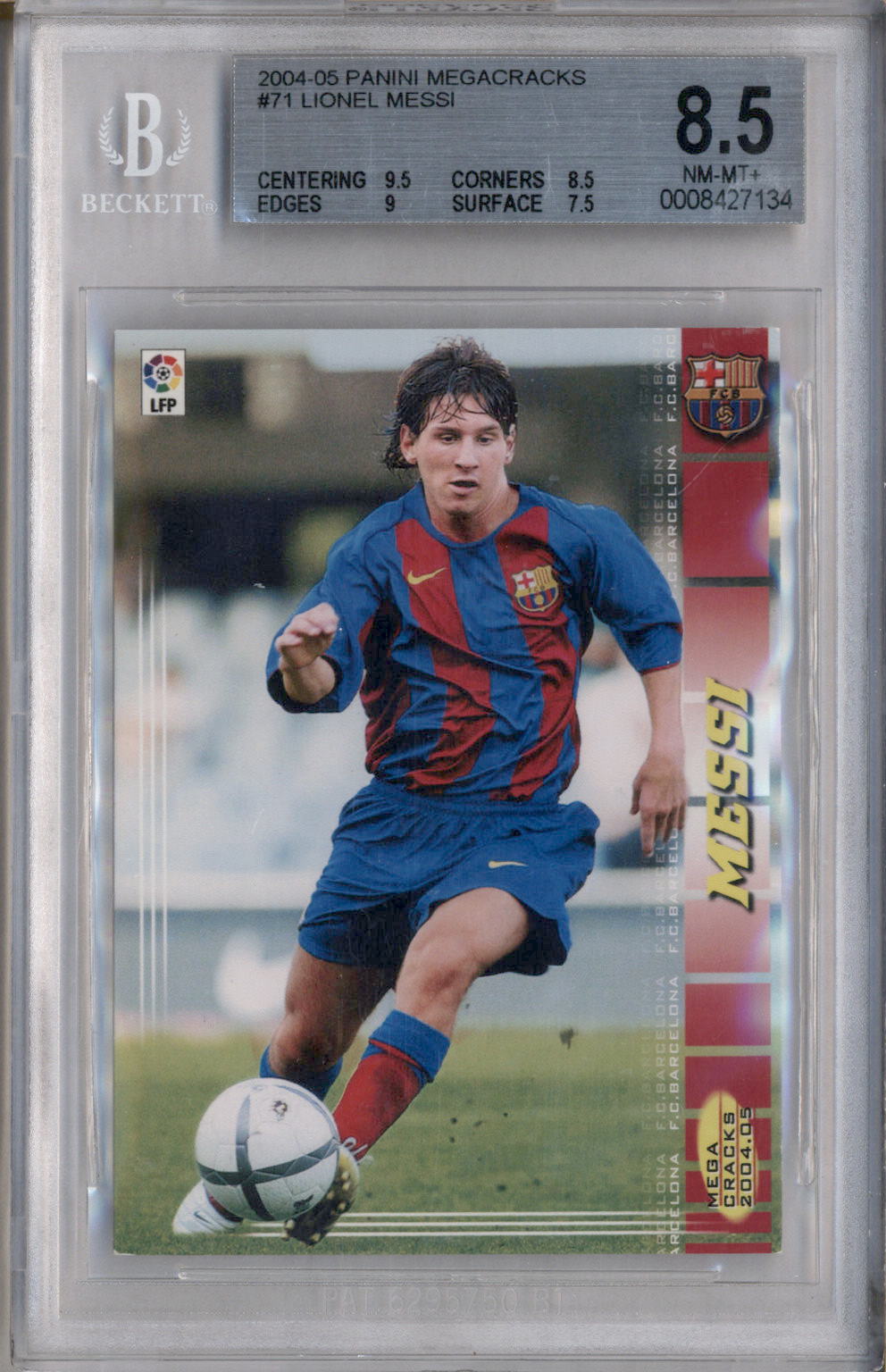 2004-05 Panini Megacracks #71 Lionel Messi RC Rookie BGS 8.5 on ...