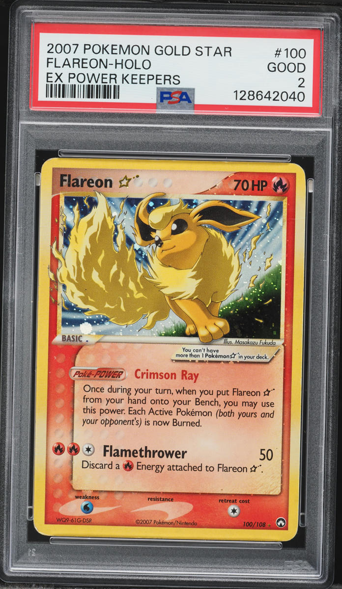 2007 Pokemon EX Power Keepers Holo Flareon Gold Star #100 PSA 2 GD on ...