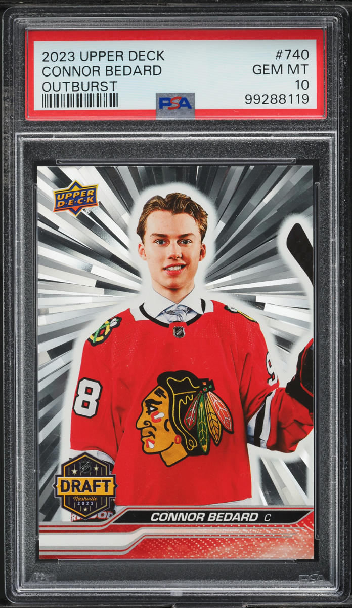 2023 Upper Deck Outburst Connor Bedard ROOKIE #740 PSA 10 GEM MINT on ...