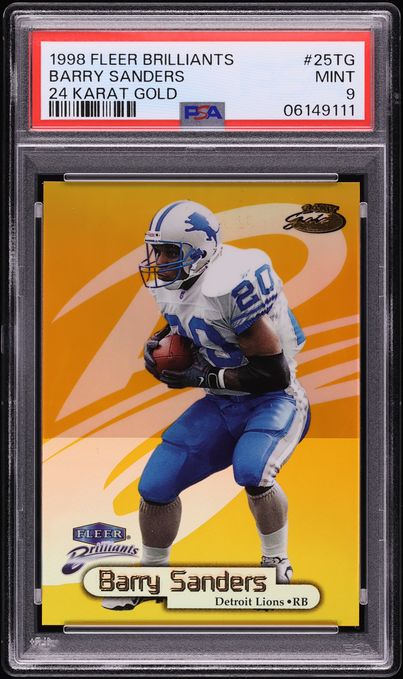 1998 Fleer Brilliants 24KT Gold Barry Sanders /24 #25TG PSA 9 MINT on ...