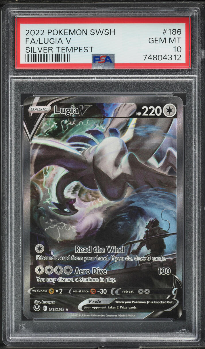 2022 Pokemon Sword & Shield Silver Tempest Alt Art Lugia V #186 PSA 10 ...