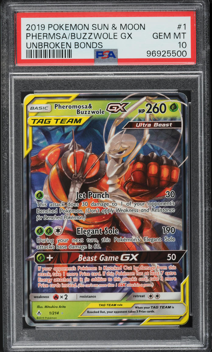 2019 Pokemon Sun & Moon Unbroken Bonds Pheromosa & Buzzwole GX #1 PSA ...