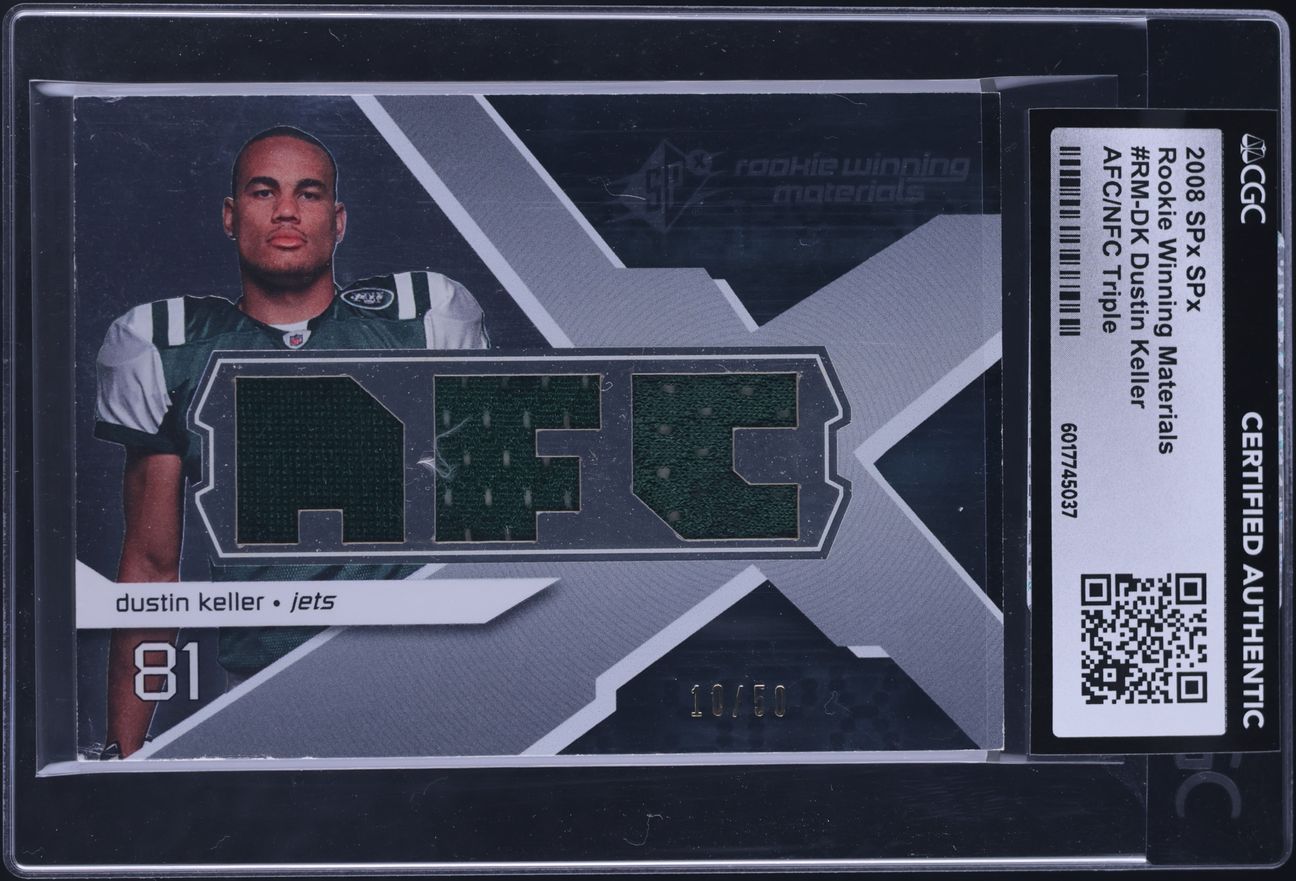 2008 SPx AFC NFC Triple Dustin Keller ROOKIE PATCH /50 #RM-DK CGC AUTH ...