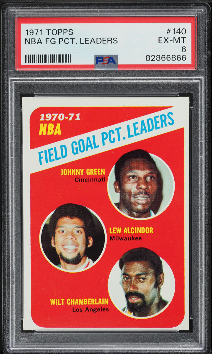 1971 Topps Basketball Wilt Chamberlain & Lew Alcindor LDRS #140 PSA 6 ...