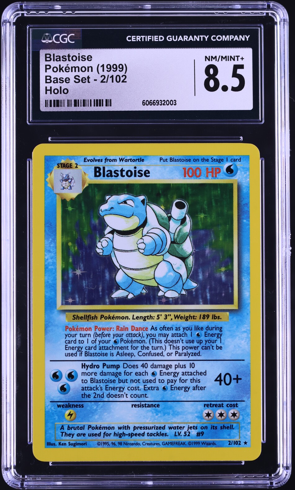 1999 Pokemon Base Set Holo Blastoise #2 CGC 8.5 NM-MT+ on Fanatics Collect