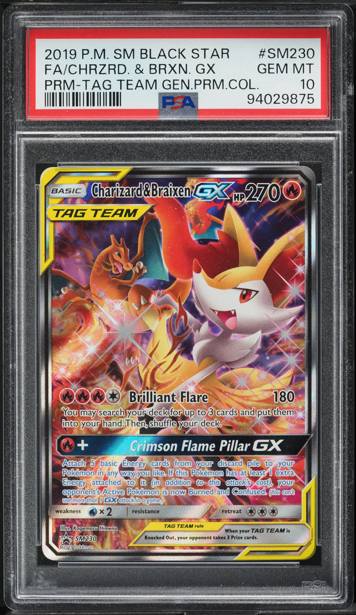 2019 Pokemon SM Black Star Promo Charizard & Braixen GX #SM230 PSA 10 GEM MINT on Fanatics Collect