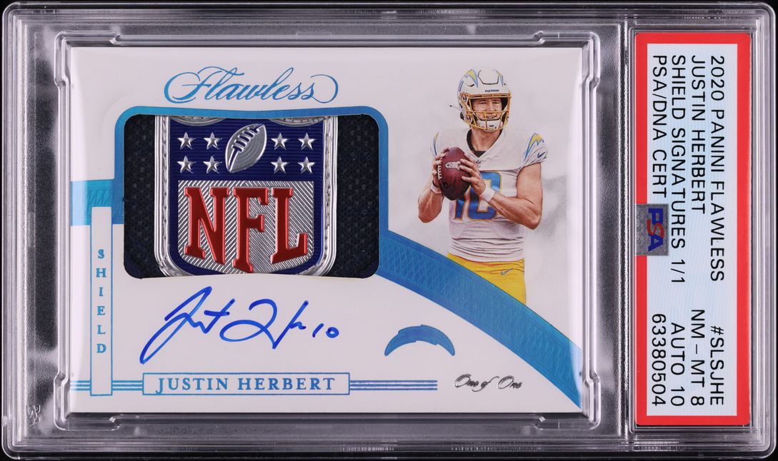 2020 Panini Flawless Justin Herbert ROOKIE SHIELD PATCH AUTO DNA 10 1/1 ...