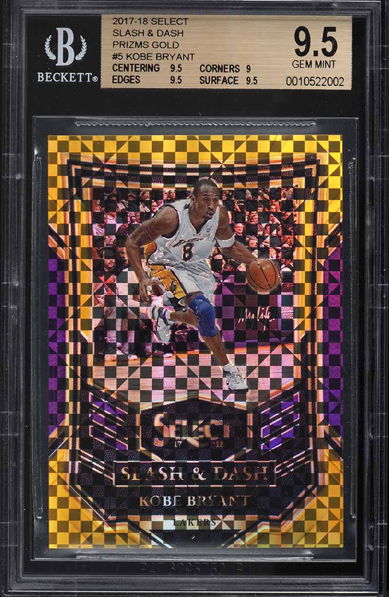 2017 Select Slash & Dash Gold Prizm Kobe Bryant 10/10 #5 BGS 9.5 GEM ...