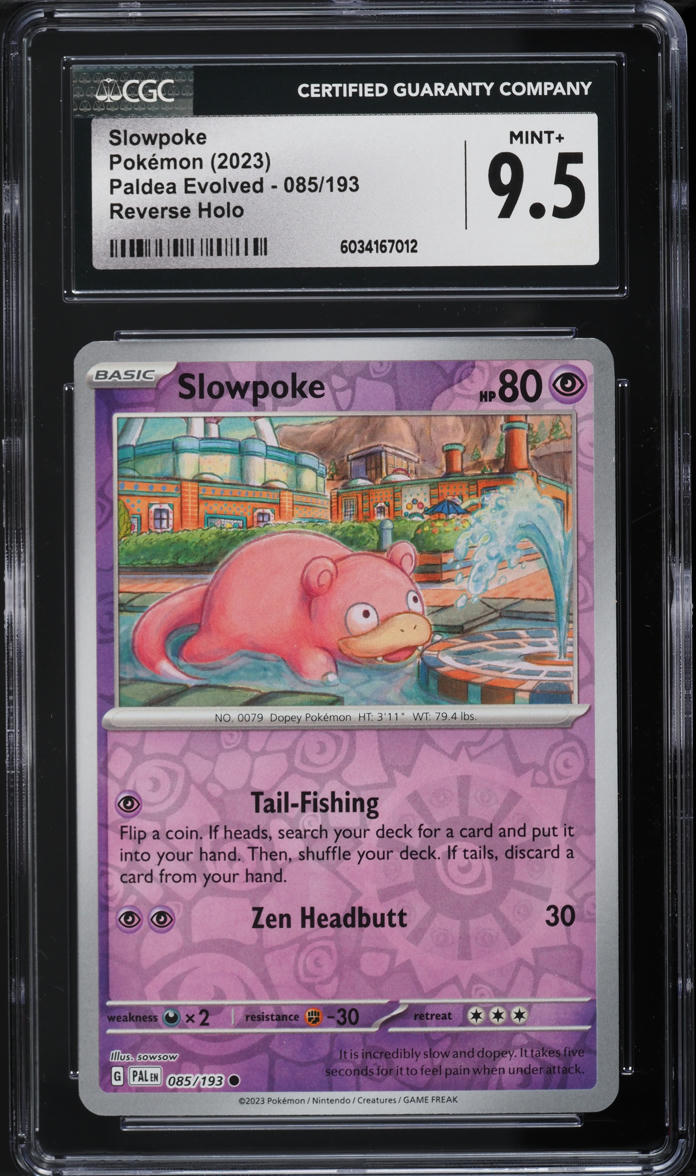 2023 Pokemon SV Paldea Evolved Reverse Holo Slowpoke #85 CGC 9.5 MINT+ on Fanatics Collect