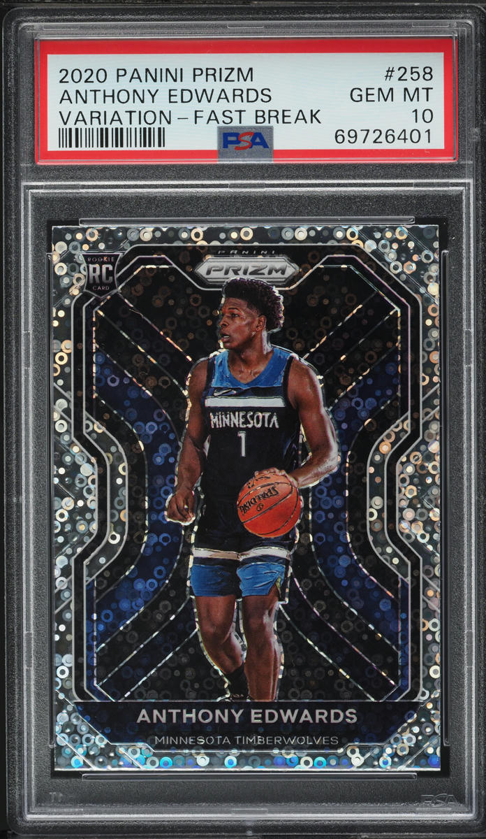 2020 Panini Prizm Variation Fast Break Anthony Edwards ROOKIE #258 PSA ...