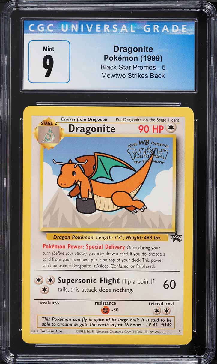 1999 Pokemon Movie Black Star Promo Dragonite #5 CGC 9 MINT on Fanatics ...
