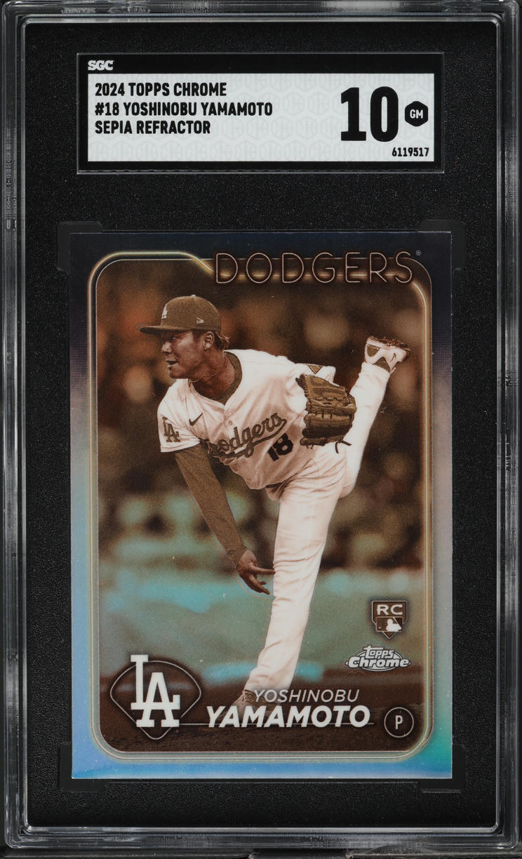 2024 Topps Chrome Sepia Refractor Yoshinobu Yamamoto ROOKIE #18 SGC 10 ...
