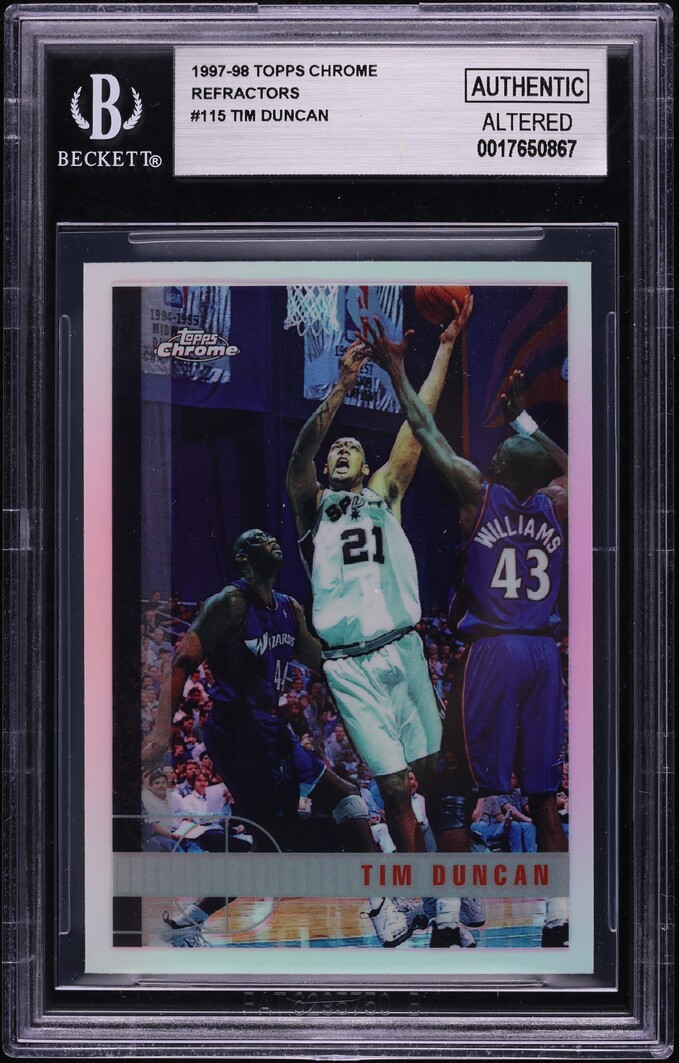 1997 Topps Chrome Refractor Tim Duncan ROOKIE #115 BGS AUTH on Fanatics ...