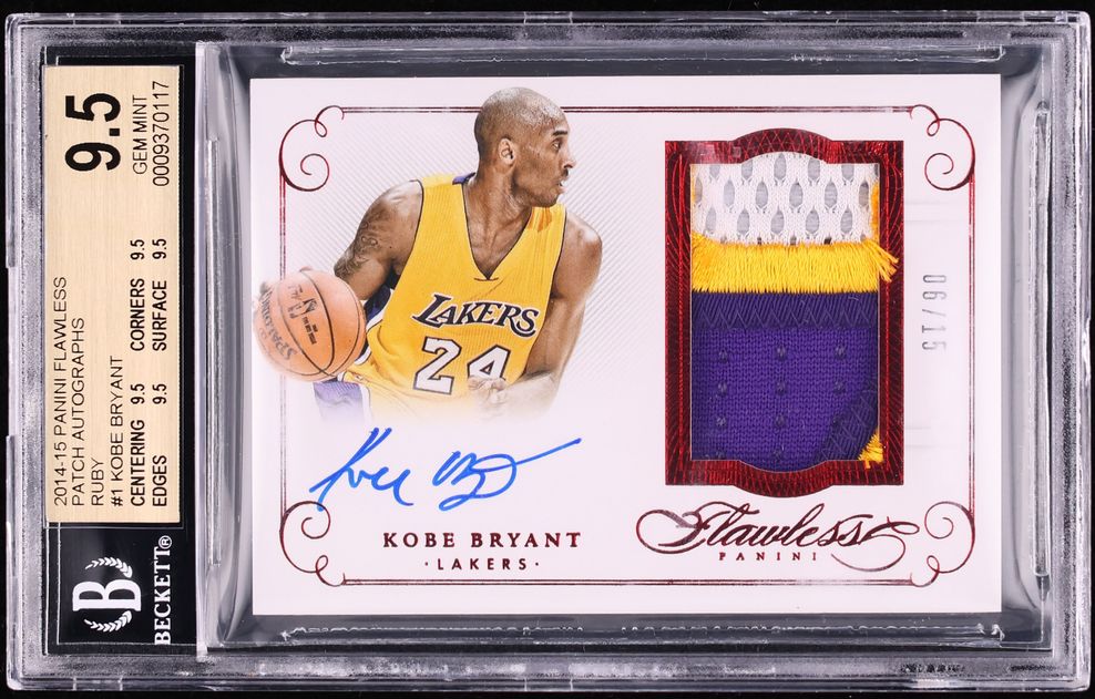 2014 Panini Flawless Ruby Kobe Bryant PATCH AUTO /15 #PA-KB BGS 9.5 GEM MINT on Fanatics Collect