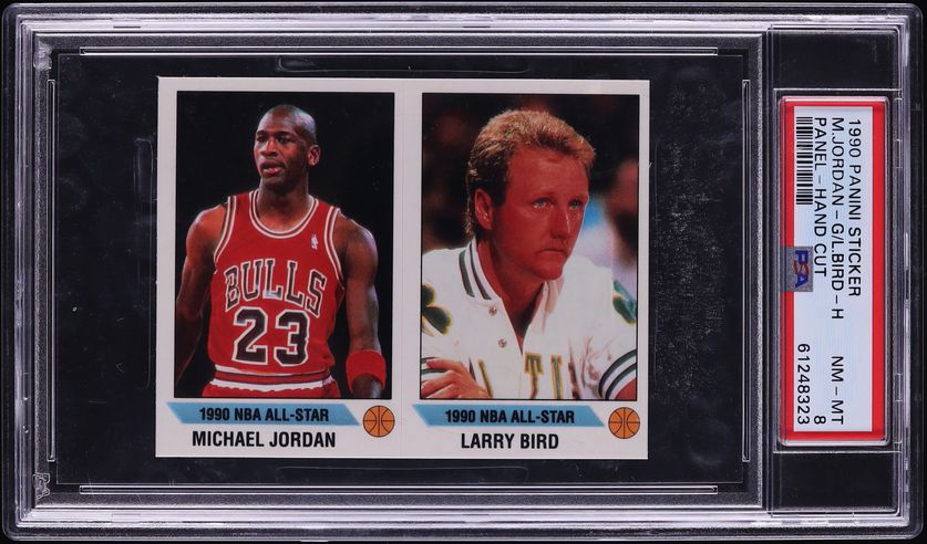 1990 Panini Sticker Panel Michael Jordan & Larry Bird #GH PSA 8 NM-MT ...