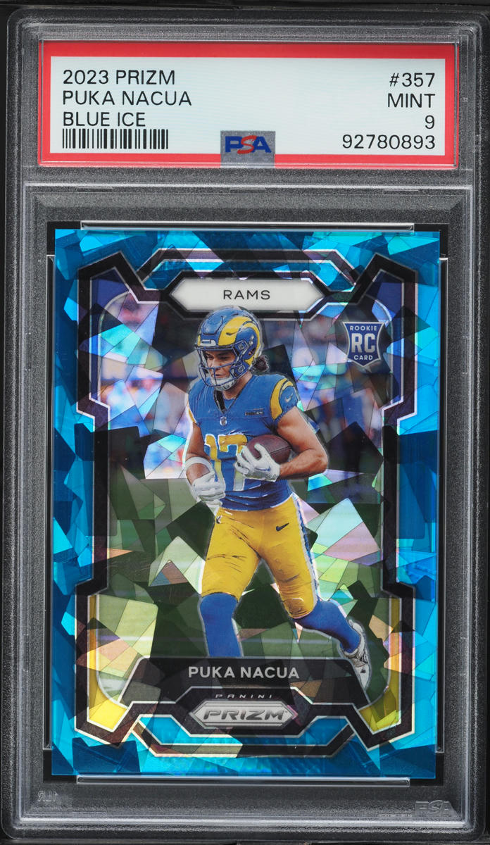 2023 Panini Prizm Blue Ice Puka Nacua ROOKIE /99 #357 PSA 9 MINT on ...