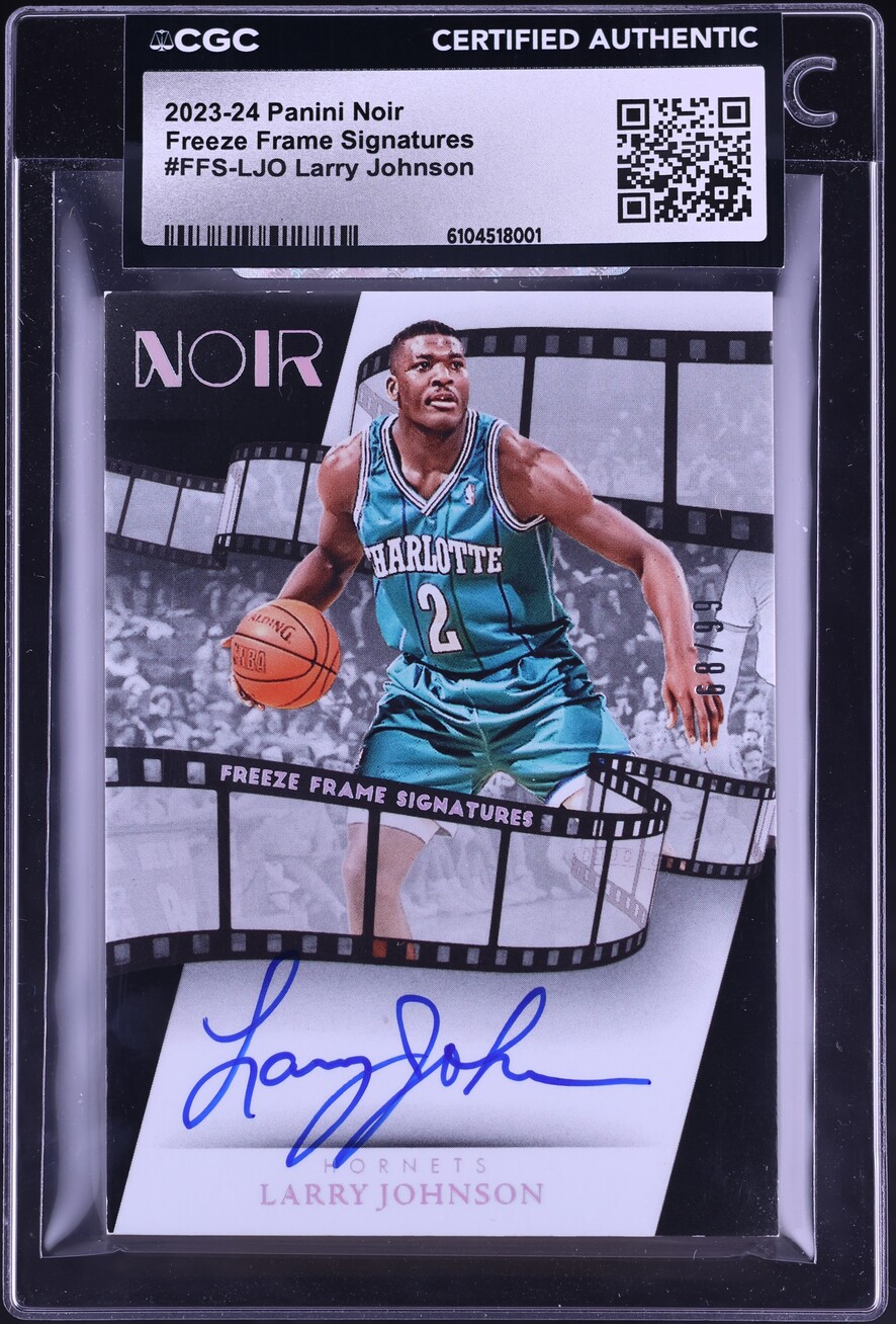 2023 Panini Noir Freeze Frame Larry Johnson AUTO /99 #FFS-LJO CGC AUTH ...