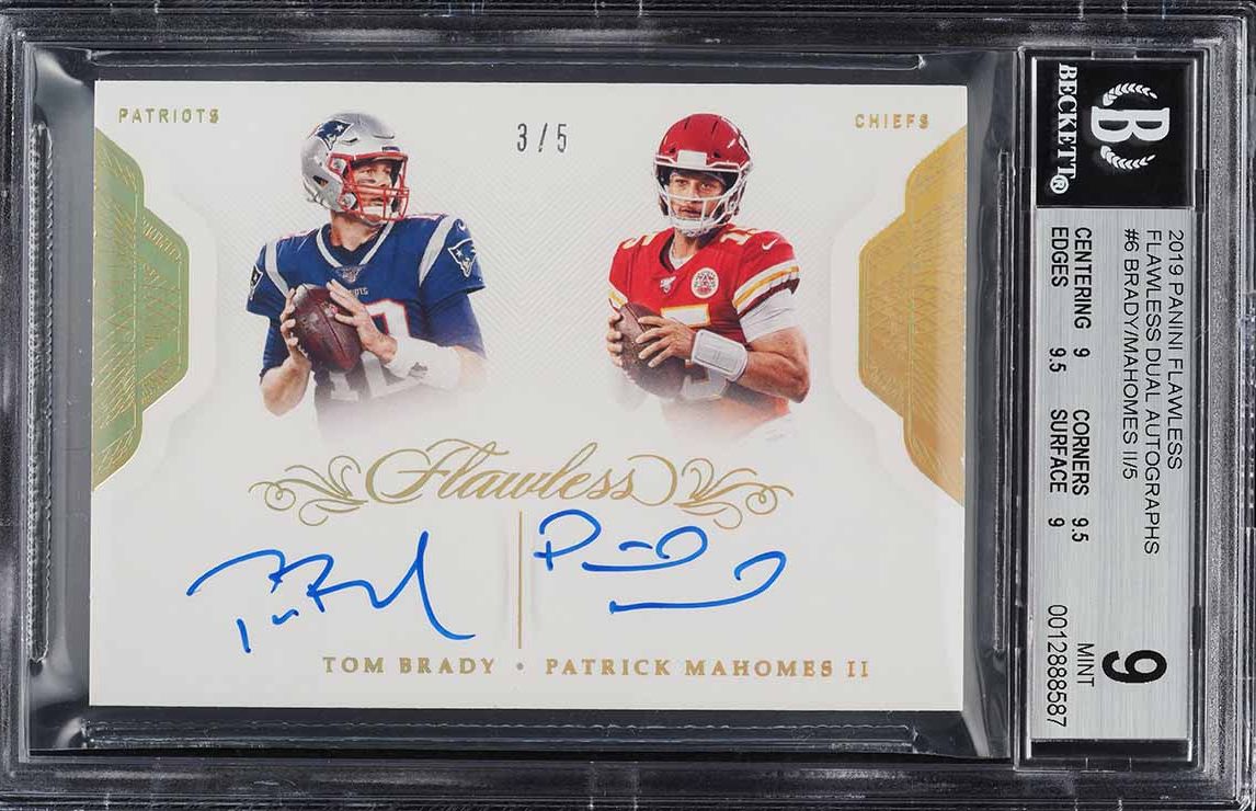2019 Panini Flawless Dual Tom Brady & Patrick Mahomes II AUTO /5 #6 BGS ...