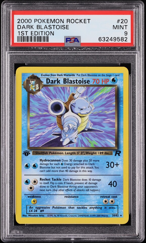 2000 Pokemon Team Rocket 1st Edition Dark Blastoise #20 PSA 9 MINT on ...