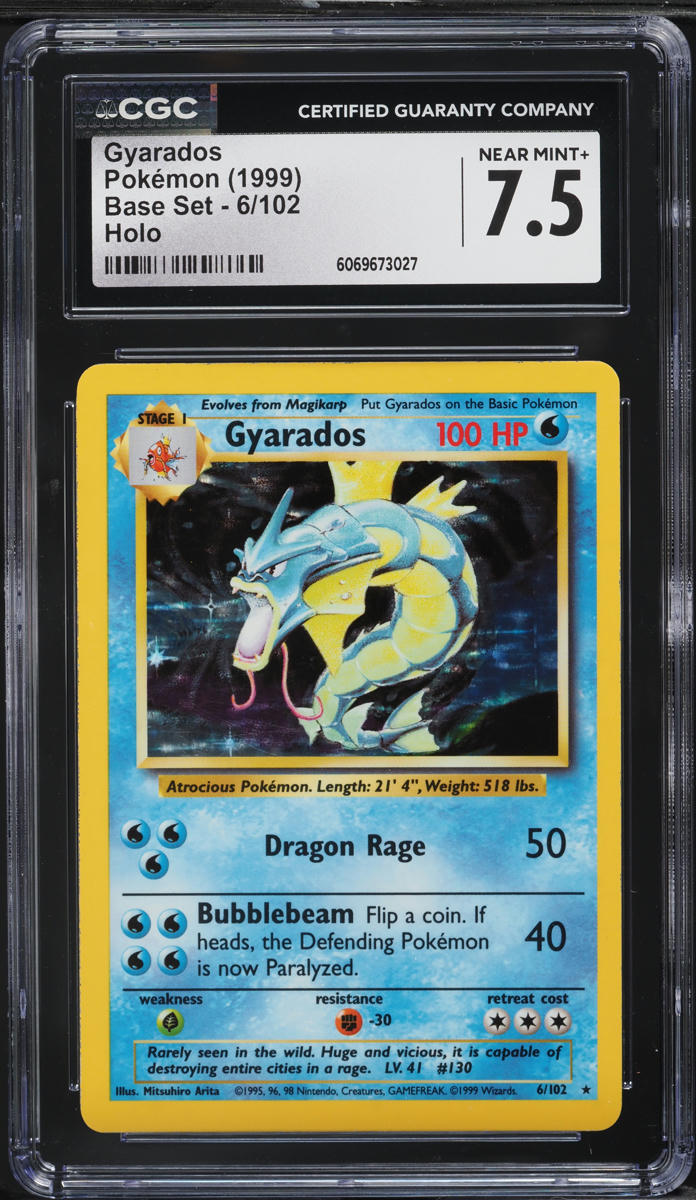 1999 Pokemon Base Set Holo Gyarados #6 CGC 7.5 NRMT+ on Fanatics Collect