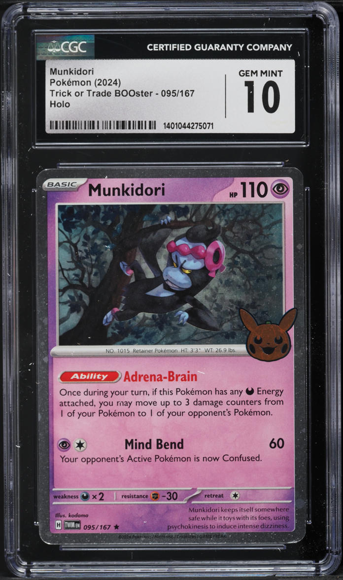 2024 Pokemon SV Trick Or Trade BOOster Cosmos Holo Munkidori #95 CGC 10 ...