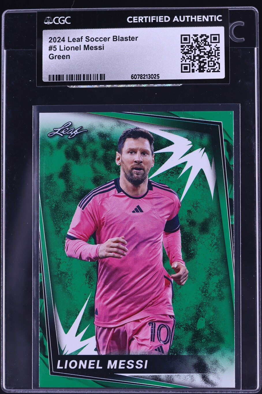 2024 Leaf Soccer Blaster Green Lionel Messi #5 CGC AUTH on Fanatics Collect