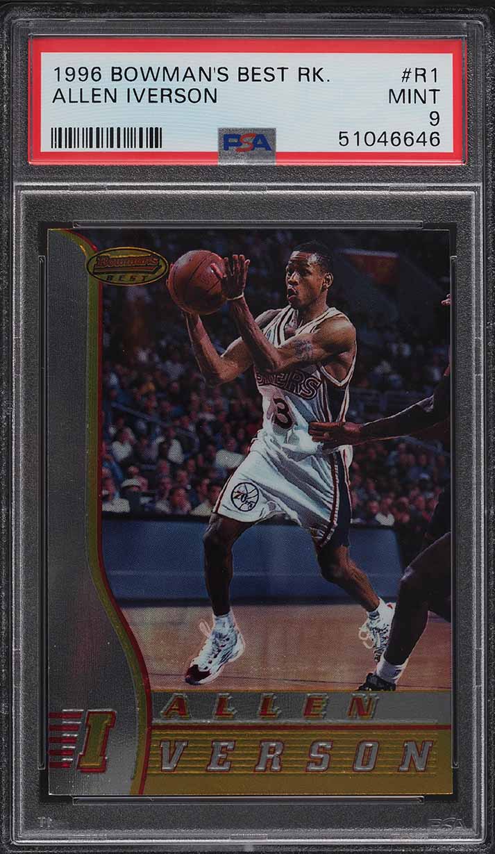 1996 Bowman's Best Allen Iverson ROOKIE #R1 PSA 9 MINT on Fanatics Collect