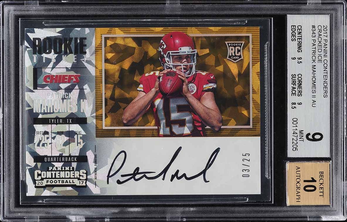2017 Panini Contenders Cracked Ice Patrick Mahomes II ROOKIE AUTO /25 ...