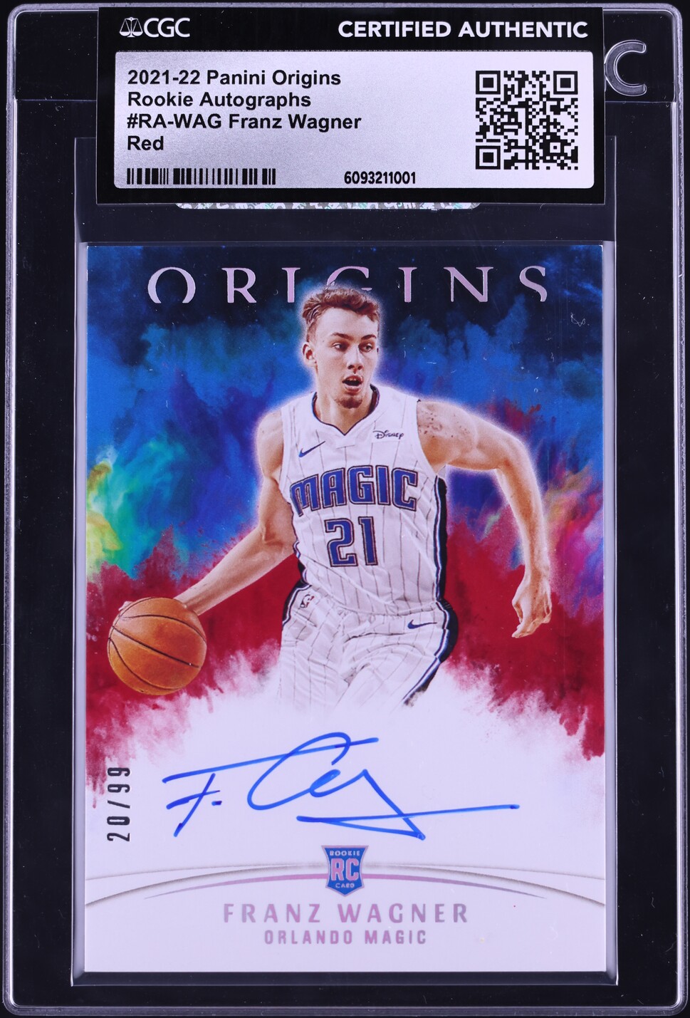 2021 Panini Origins Red Franz Wagner ROOKIE AUTO /99 #RA-WAG CGC AUTH ...