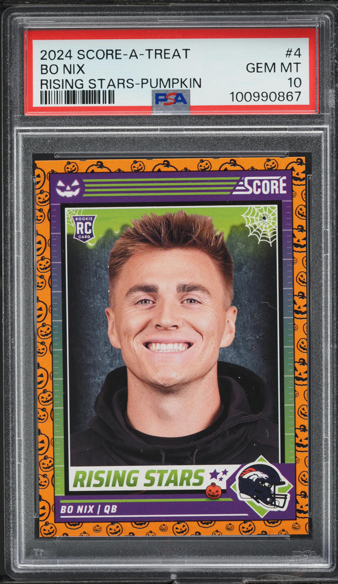 2024 Panini Score-A-Treat Rising Stars Pumpkin Bo Nix ROOKIE #4 PSA 10 ...