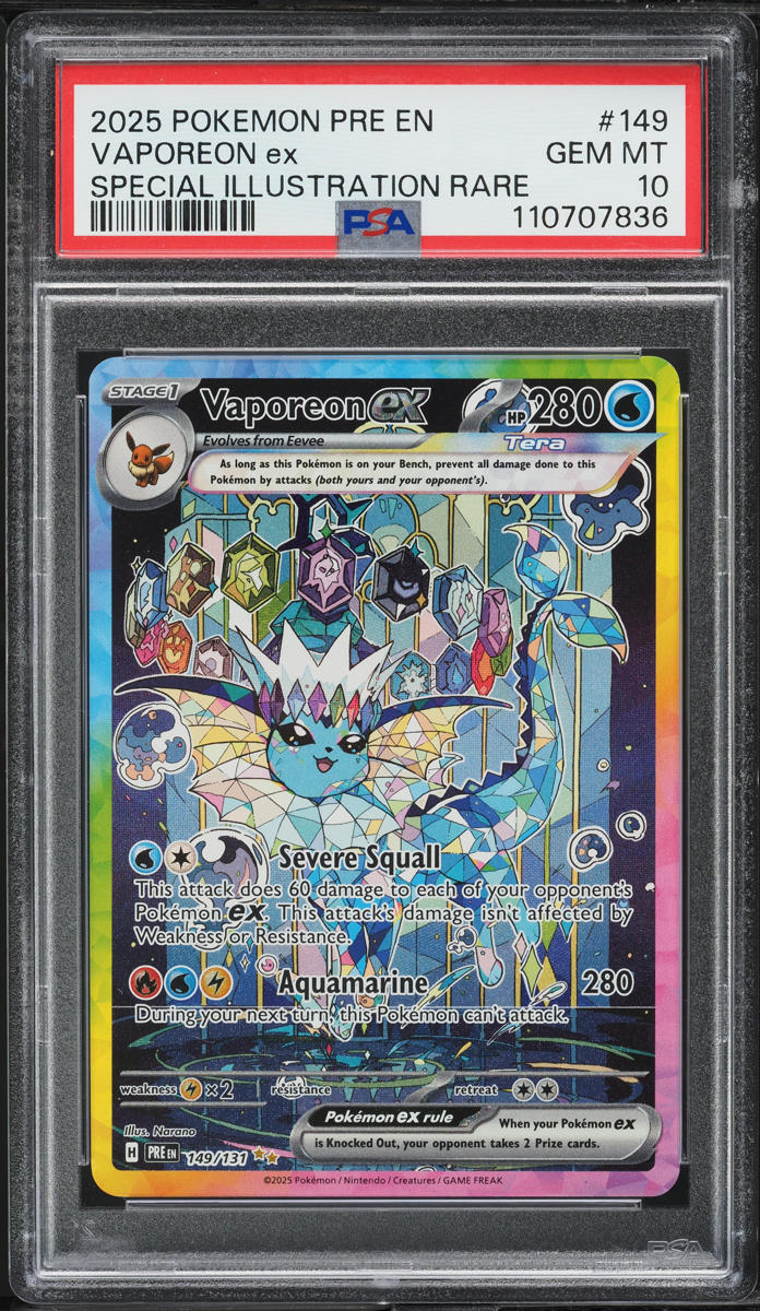 2025 Pokemon SV Prismatic Evolutions SIR Vaporeon ex #149 PSA 10 GEM ...