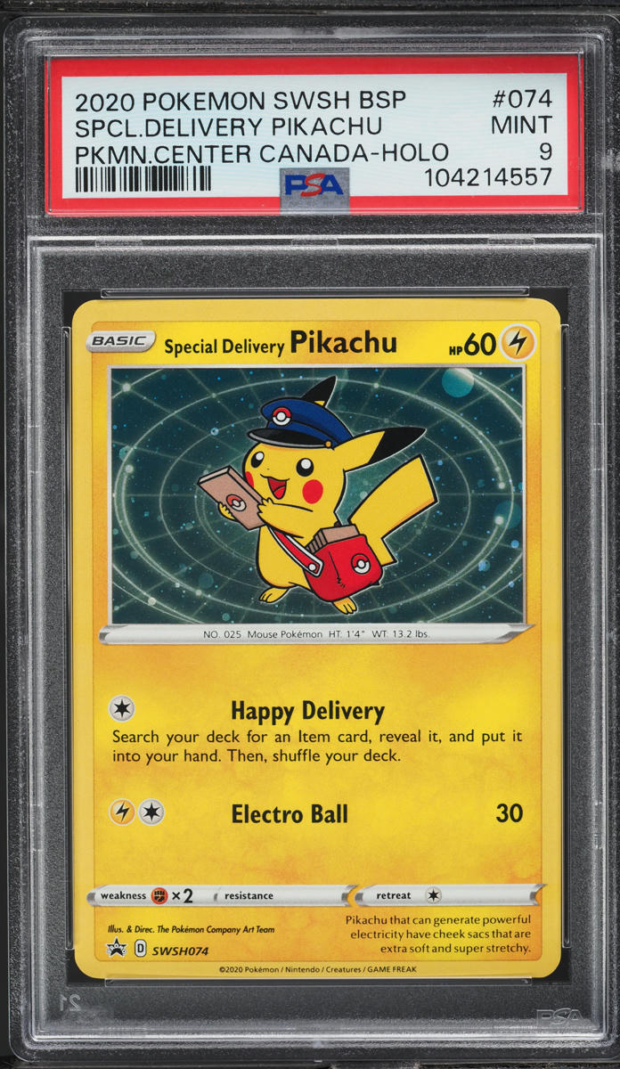2020 Pokemon SWSH Center Promo Holo Special Delivery Pikachu #74 PSA 9 ...