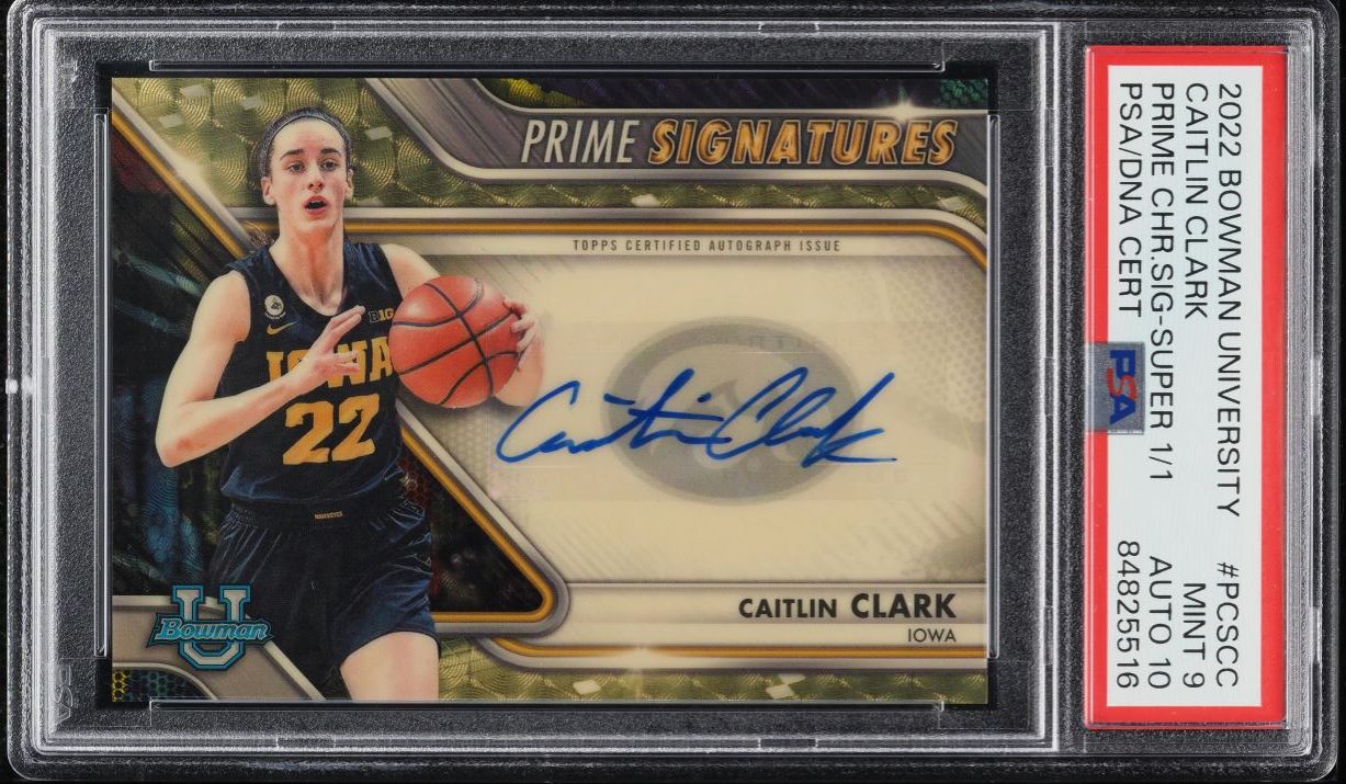 2022 Bowman U Chrome Prime Superfractor Caitlin Clark RC AUTO DNA 10 1/ ...