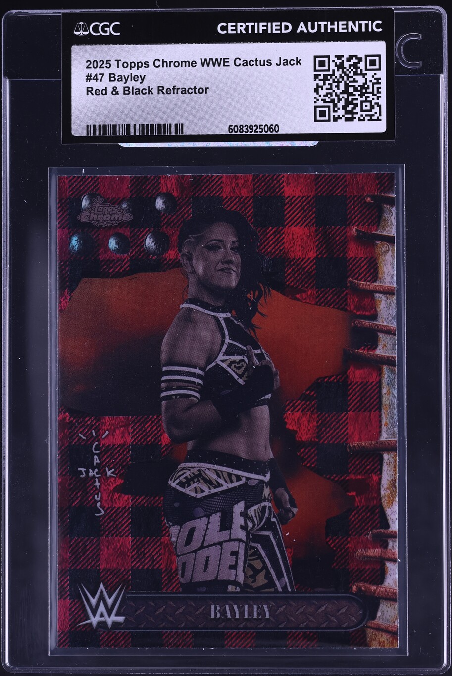 2025 Topps Chrome WWE Cactus Jack Red & Black Refractor Bayley #47 CGC ...
