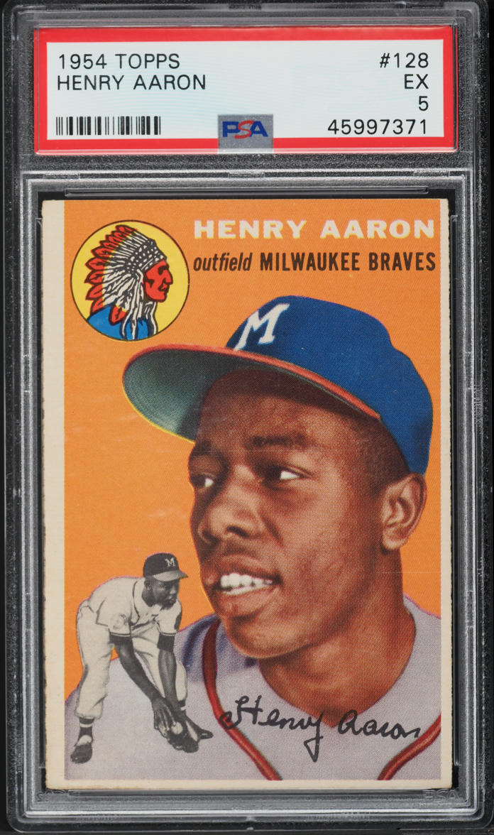 1954 Topps Hank Aaron ROOKIE #128 PSA 5 EX on Fanatics Collect
