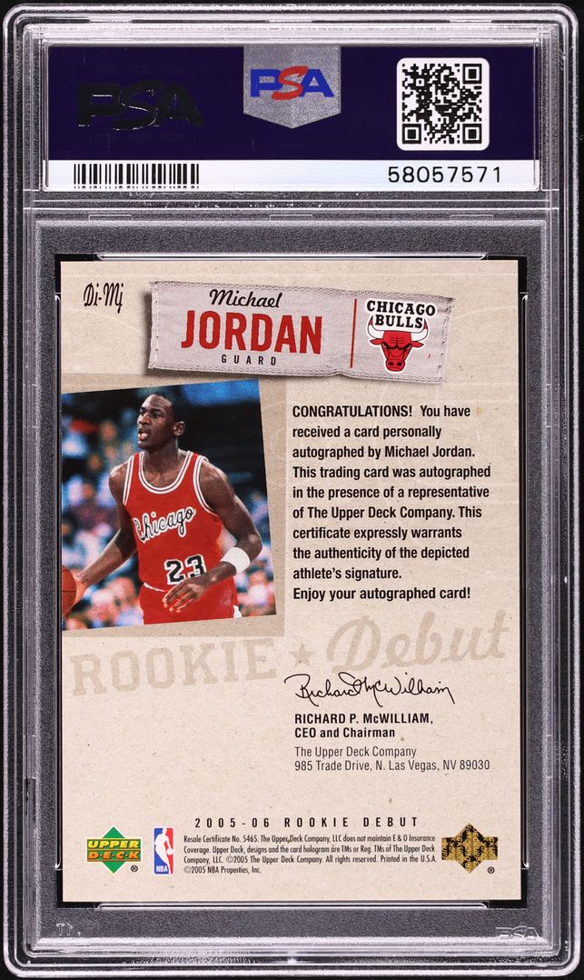 2005 Upper Deck Rookie Debut Ink Michael Jordan AUTO DNA 10 #DI-MJ PSA ...