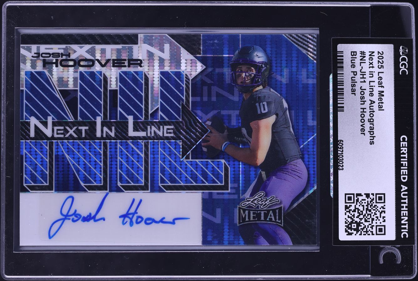 2025 Leaf Metal Next In Line Blue Pulsar Josh Hoover ROOKIE AUTO 4/4 # ...