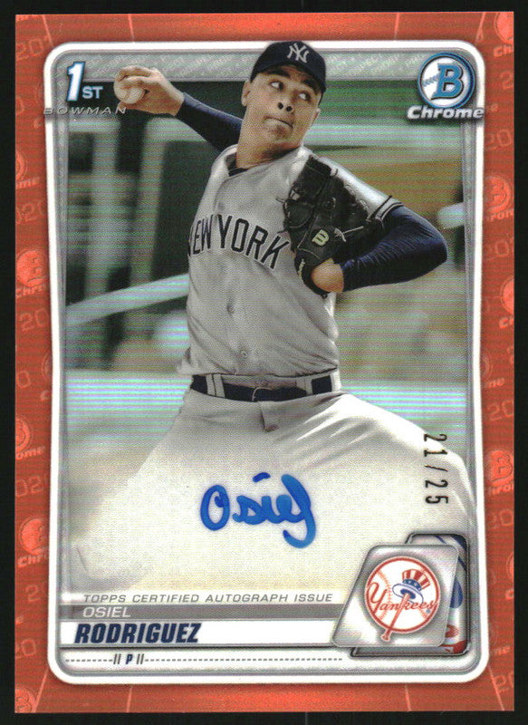 2020 Bowman Chrome Autographs Orange Refractors Osiel Rodriguez RC Auto ...